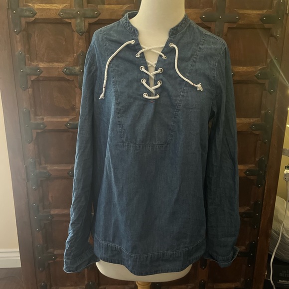 U.S. Polo Assn. | Tops | Us Polo Nautical Denim King Sleeve Blouse ...